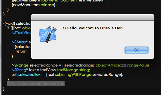 Xcode 4 插件制作入门 Onevs Den 